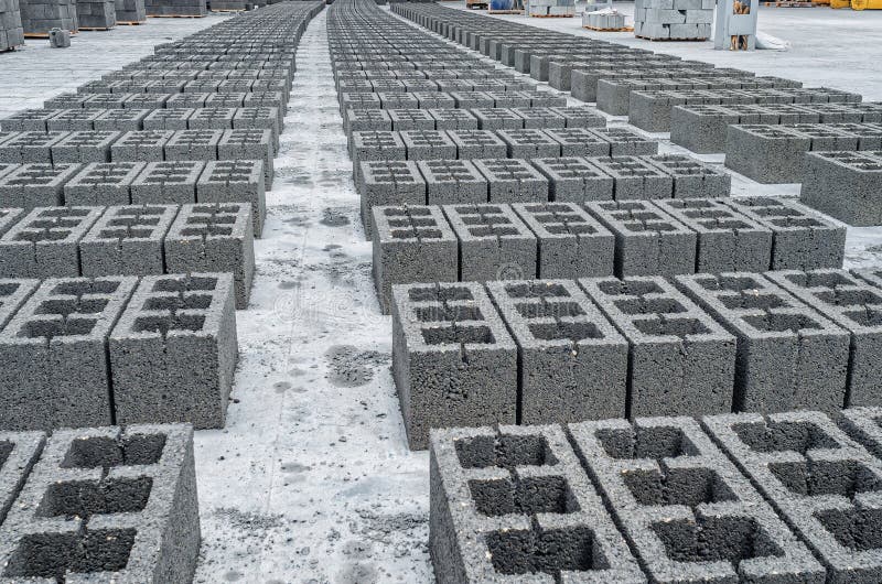 Concrete Cinder Blocks, Building Material in Form of Gray Bricks. Use ...
