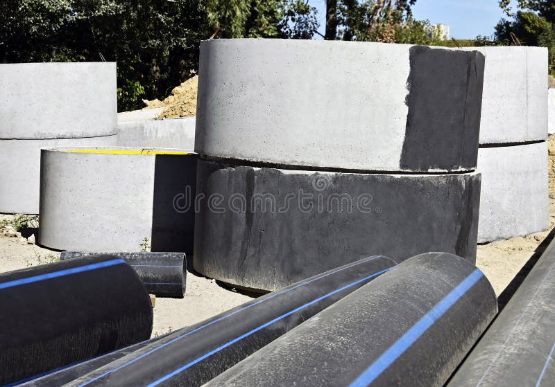 Concrete Circle Pit and PVC Pipe Stock Image - Image of concrete ...