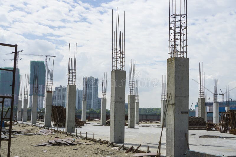 The Concrete Column on Construction for the Building Stock Photo ...