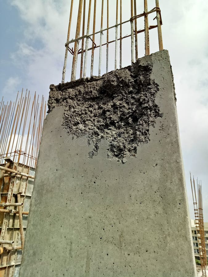 Concrete Column Damage. Honeycomb in Concrete Stock Image - Image of ...