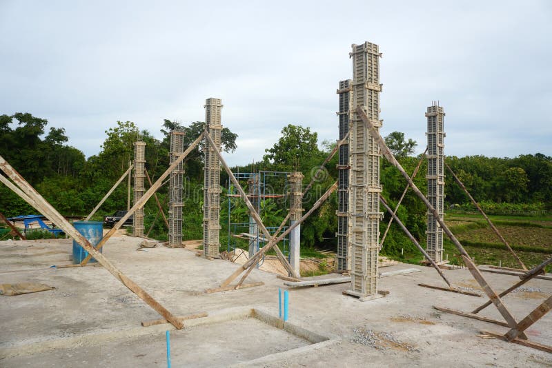 Concrete Column Formwork on the Second Floor of a Building ...