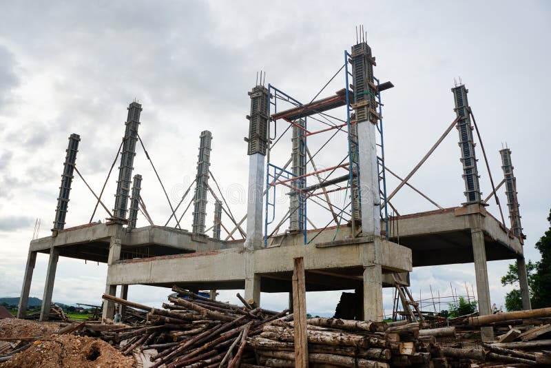 Concrete Column Formwork on the Second Floor of a Building ...