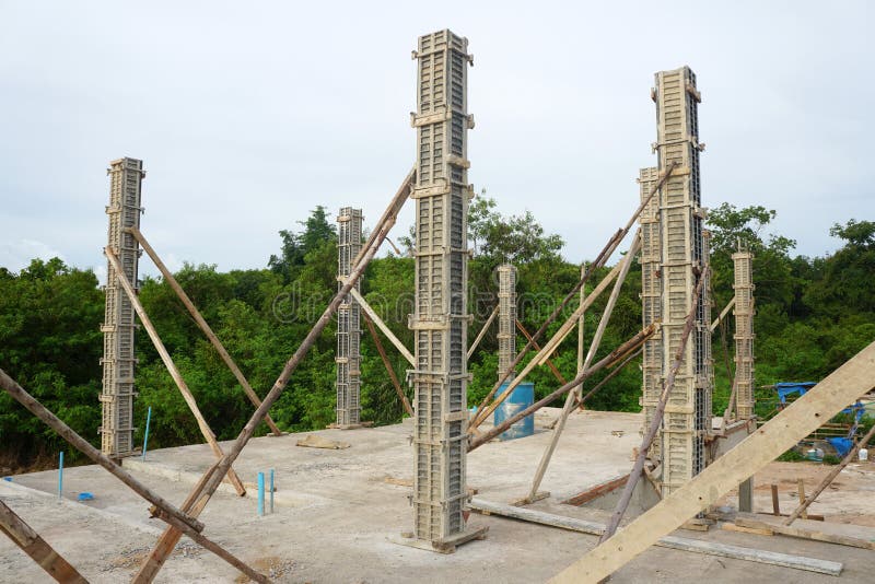 Concrete Column Formwork on the Second Floor of a Building ...