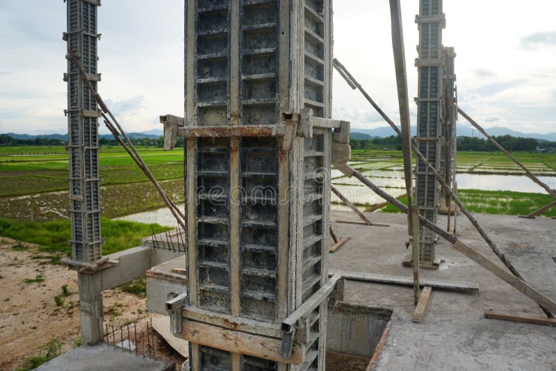 Concrete Column Formwork on the Second Floor of a Building ...