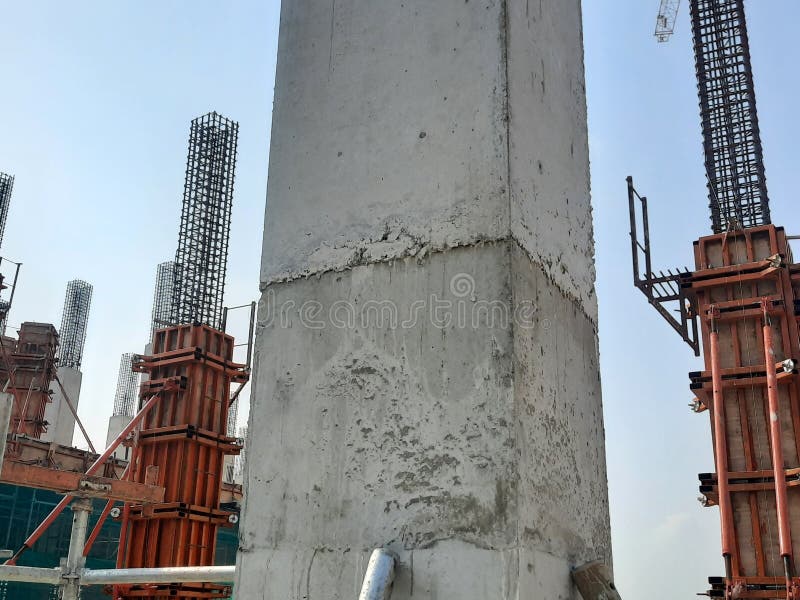 Concrete Column with Surface Defects on Construction Site Stock Image ...