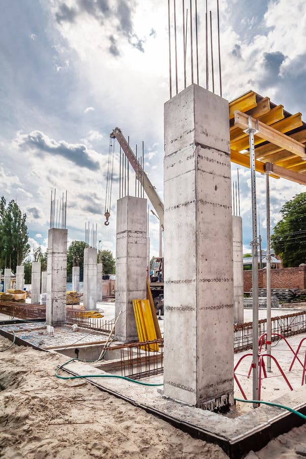 Concrete Columns and Construction Stock Image - Image of frame ...