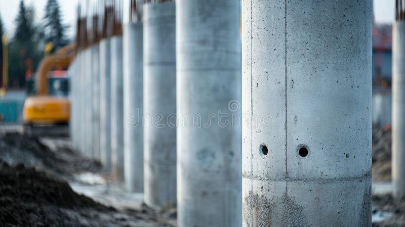 Concrete Columns at a Construction Site Showcasing Structural Details ...