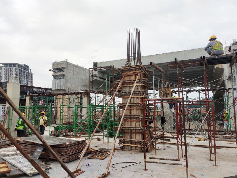 Concrete Columns are Formed Using Timber and Plywood Formwork ...