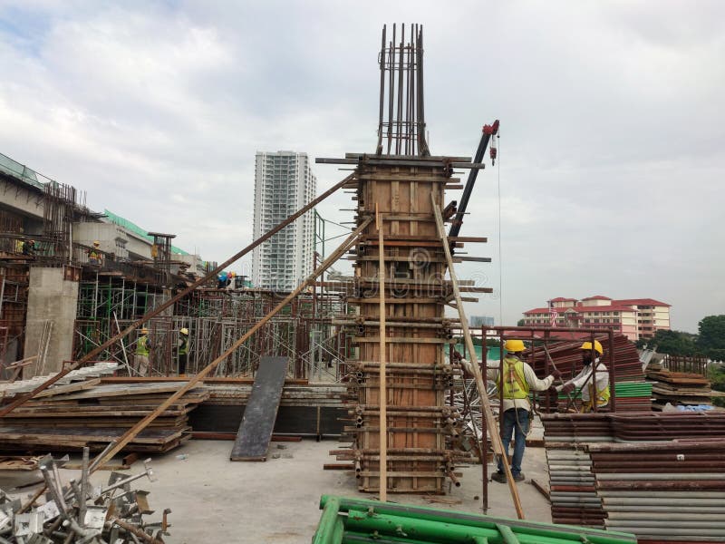 Concrete Columns are Formed Using Timber and Plywood Formwork ...