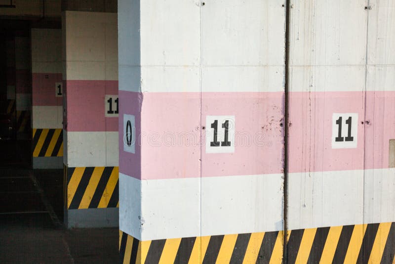 Concrete Columns with Numbers Stock Photo - Image of pillar, industrial ...