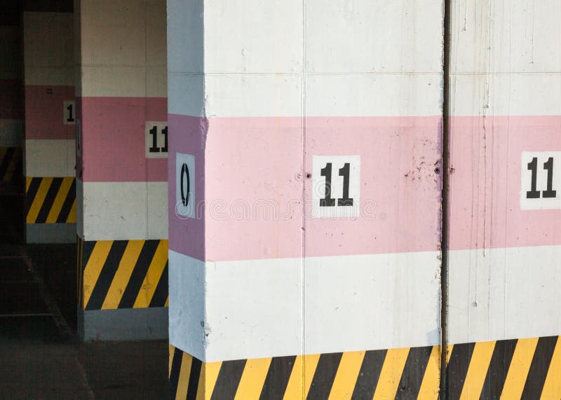 Concrete Columns with Numbers Stock Image - Image of elevated, paint ...
