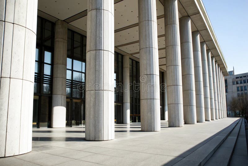 Concrete Columns and Shadows in Modern Building Stock Illustration ...