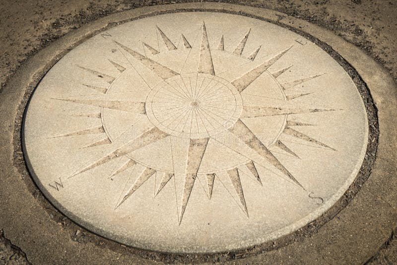 Concrete Compass Rose stock image. Image of travel, concrete - 132873183