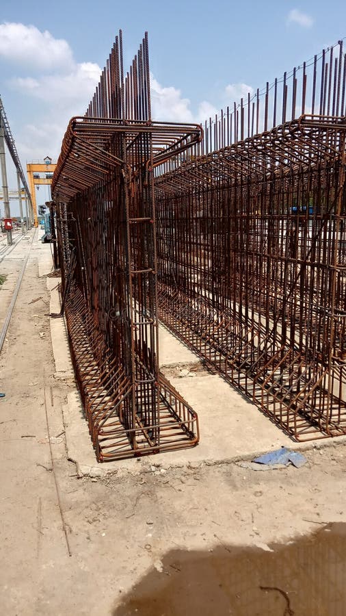 Steel Reinforcement Frame for Concrete Material Stock Image - Image of ...