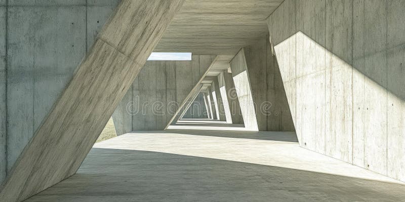 Concrete Corridor Sunlight stock illustration. Illustration of design ...