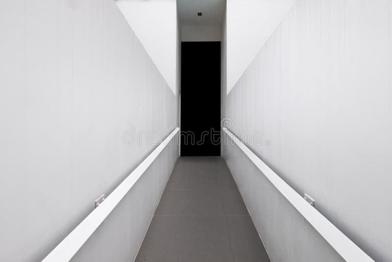 Concrete Corridor with White Wall and Granite Tile Stock Photo - Image ...