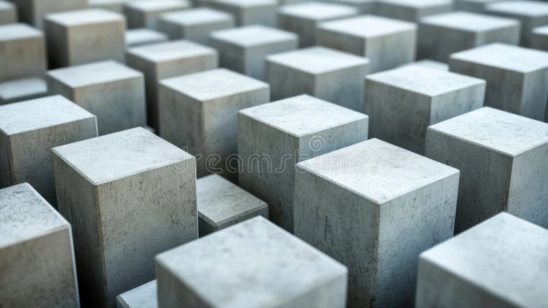 Concrete Cube Array. AI Generated Stock Illustration - Illustration of ...