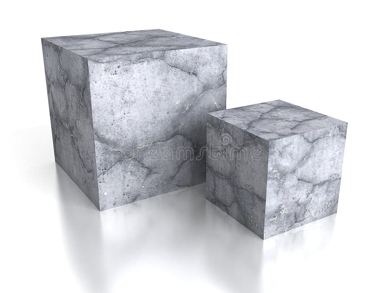 Concrete Cube Bricks Blocks on White Background with Reflection Stock ...