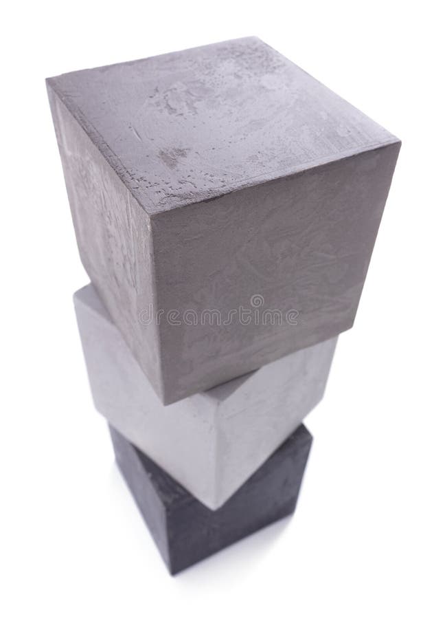 Concrete Cube or Cement Brick Isolated on White Background ...