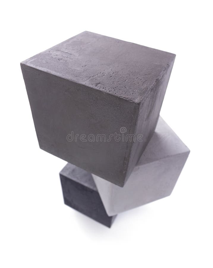 Concrete Cube or Cement Brick Isolated on White Background ...