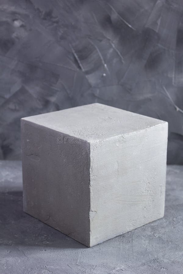 Concrete Cube or Construction Brick Near Wall Background Texture ...