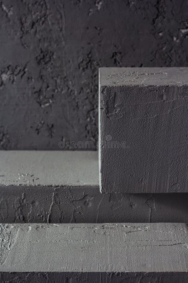 Concrete Cube Construction Brick Near Wall Background Texture. Abstract ...