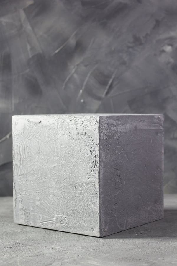 Concrete Cube or Construction Brick Near Wall Background Texture ...