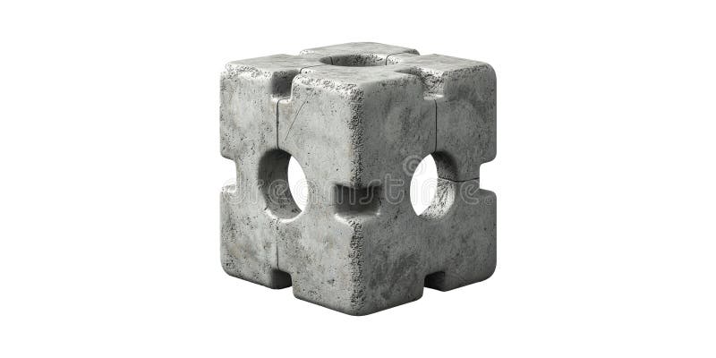 Concrete Cube with Hollow Centers for Construction Isolated on ...