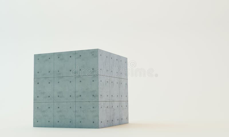 Concrete Cube Isolated on White Background Stock Illustration ...