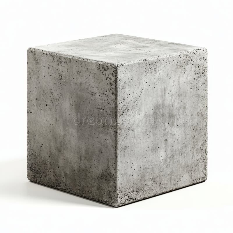 Concrete Cube Isolated on a White Background. 3d Illustration Stock ...