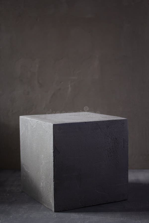 Concrete Cube Near Wall Background Texture. Art or Construction Concept ...