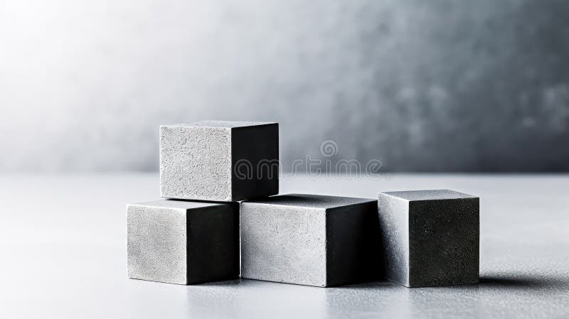 Concrete Cubes Arranged on a Gray Background Stock Image - Image of ...