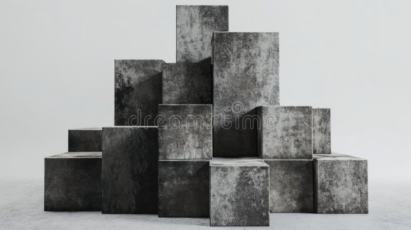 Concrete Cubes Minimalist Structure Stock Illustration - Illustration ...