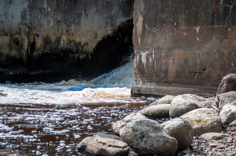 Concrete Culvert on the Old Dam on a Warm, Spring Day Stock Image ...