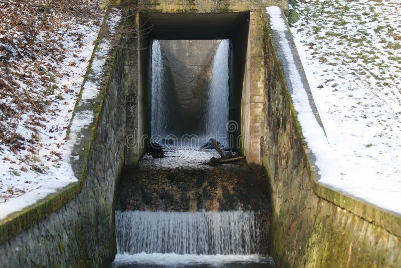 Concrete Culvert of the Pond, into Which Excess Water from the Pond ...