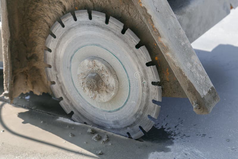 Concrete Cutting Machine at Work Stock Image - Image of close, cutting ...
