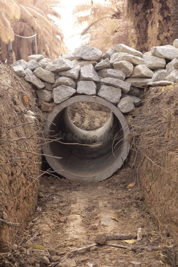 The Concrete Cylindrical Drain at the Countryside Farm Stock Image ... The Concrete Cylindrical Drain at the Countryside Farm Stock Image ...