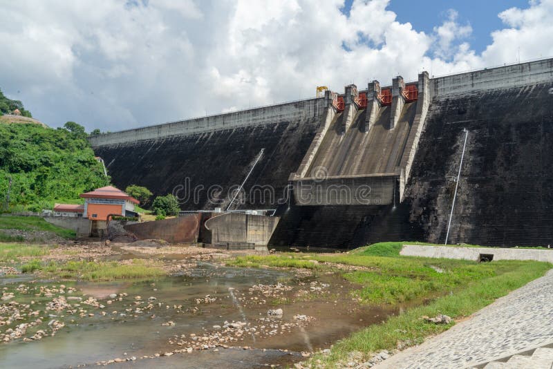 Concrete Dam and Drought River Stock Photo - Image of blue, alpine ...