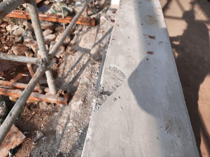 Concrete Damage on Construction Beam Stock Image - Image of structural ...