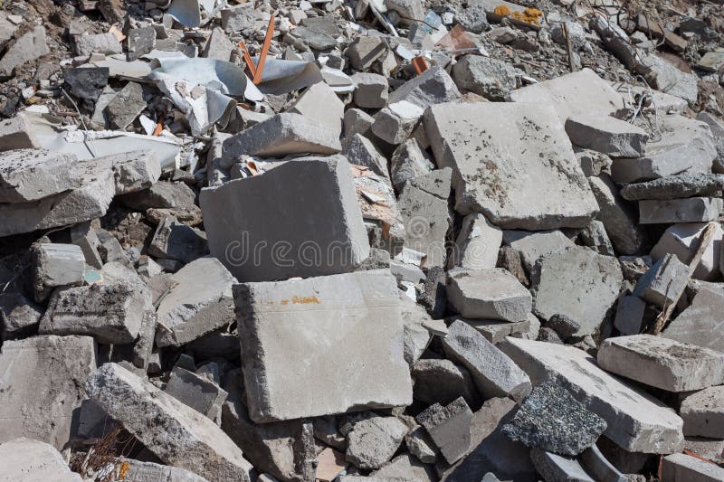 Concrete Debris on Construction Site Stock Image - Image of demolished ...