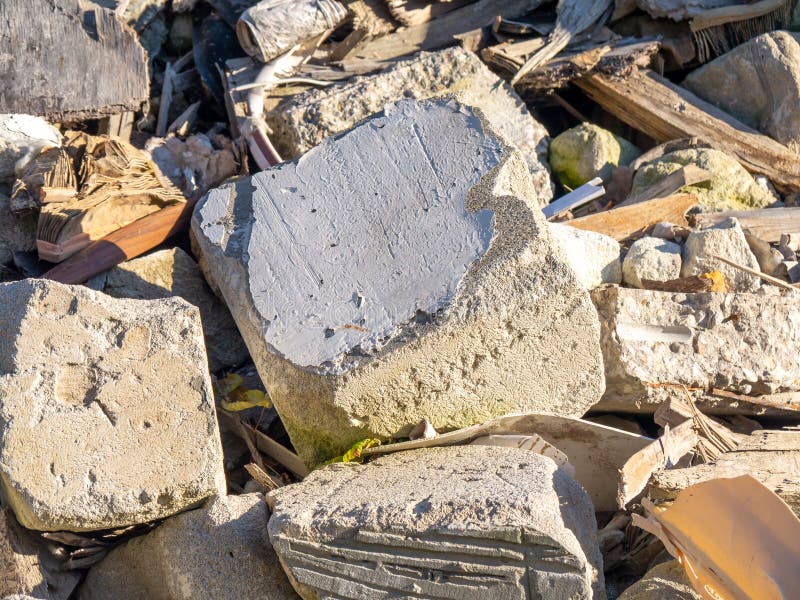 Illegal Dump of Construction Waste. Concrete Debris, Plastic Netting ...