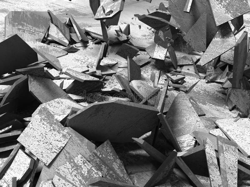 Concrete Surface Explosion Destruction. Demolition Stone Background ...