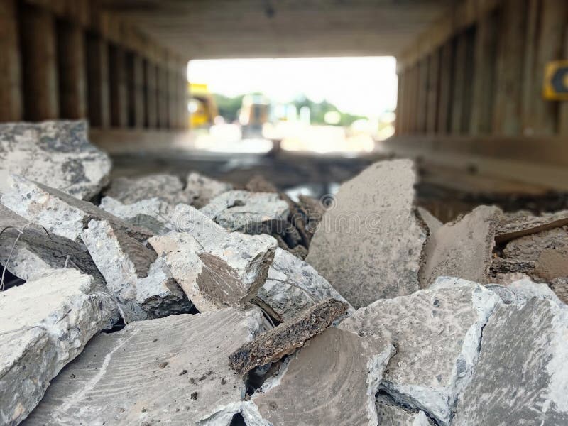 Concrete from Digging and Dismantling To Build a Road Stock Image ... Concrete from Digging and Dismantling To Build a Road Stock Image ...