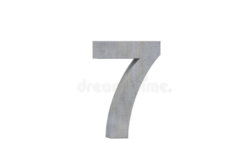 Concrete Digit 7 - Three Dimensional Digit 7 On White Background Stock ...