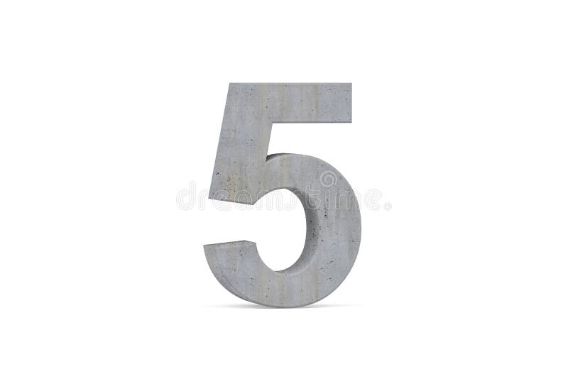 Concrete Digit 5 - Three Dimensional Digit 5 on White Background Stock ...