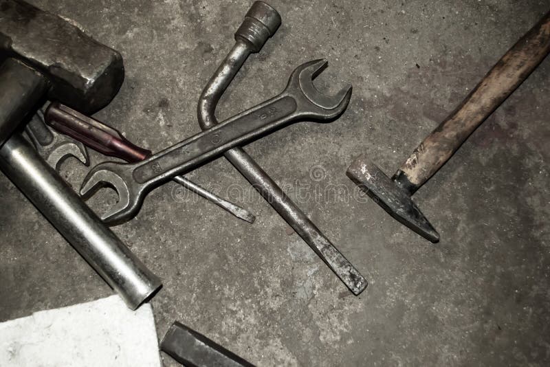 Scattered Tools for Construction and Repair Stock Photo - Image of hand ...