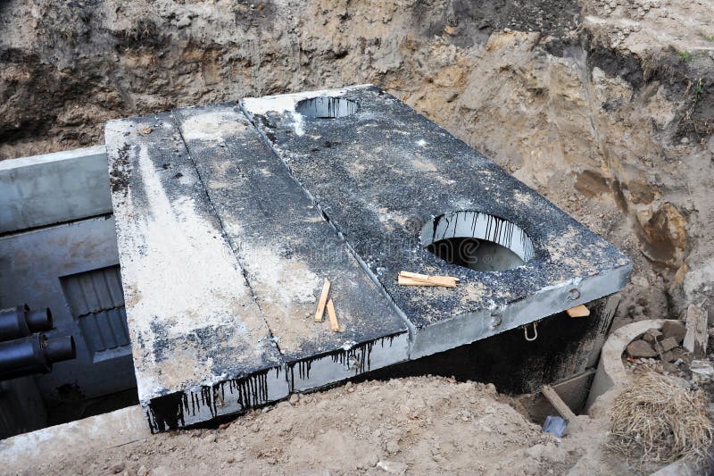 Concrete drain pit stock photo. Image of department - 114734764
