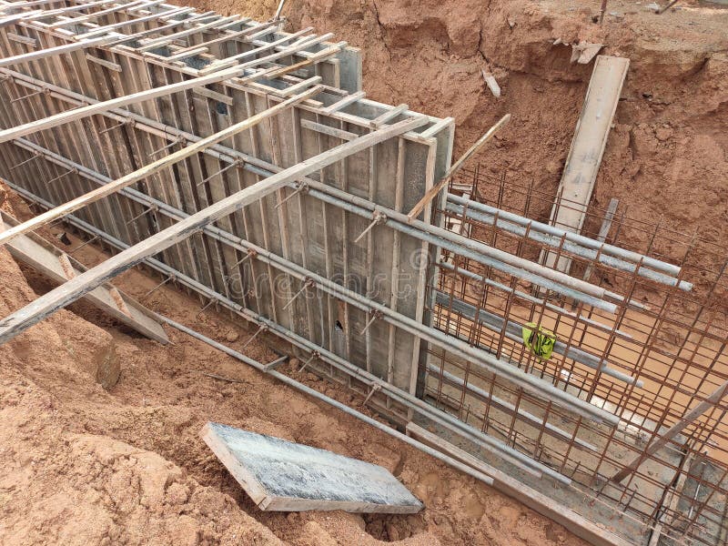 Concrete Drain Under Construction at the Construction Site. Editorial ...
