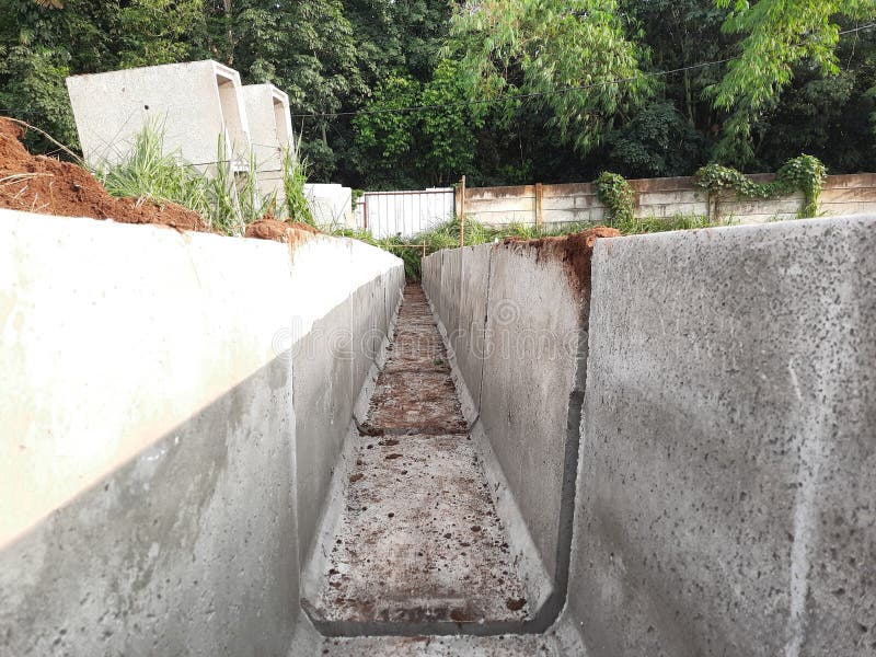Concrete Drainage Channel in Progress Stock Photo - Image of ...