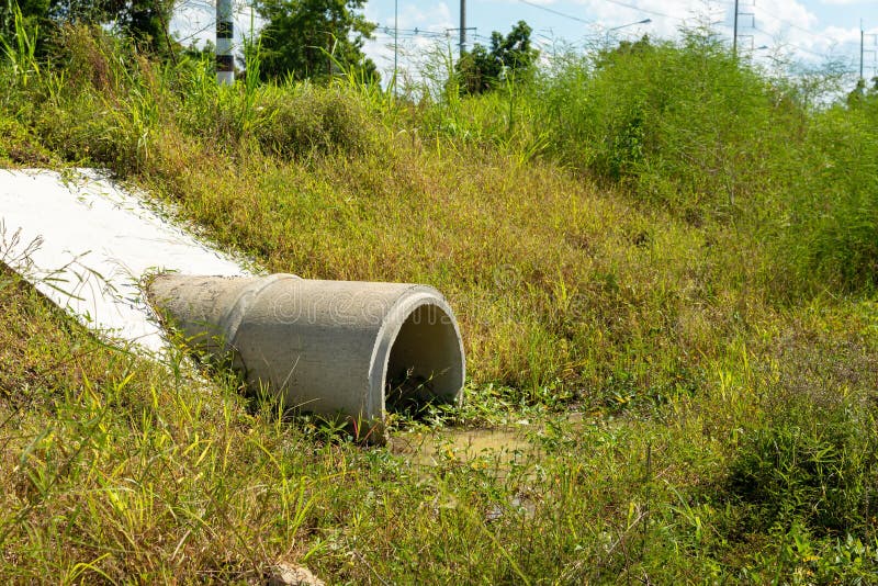 Concrete Drainage Pipe on a Construction Site, Stock Photo - Image of ...